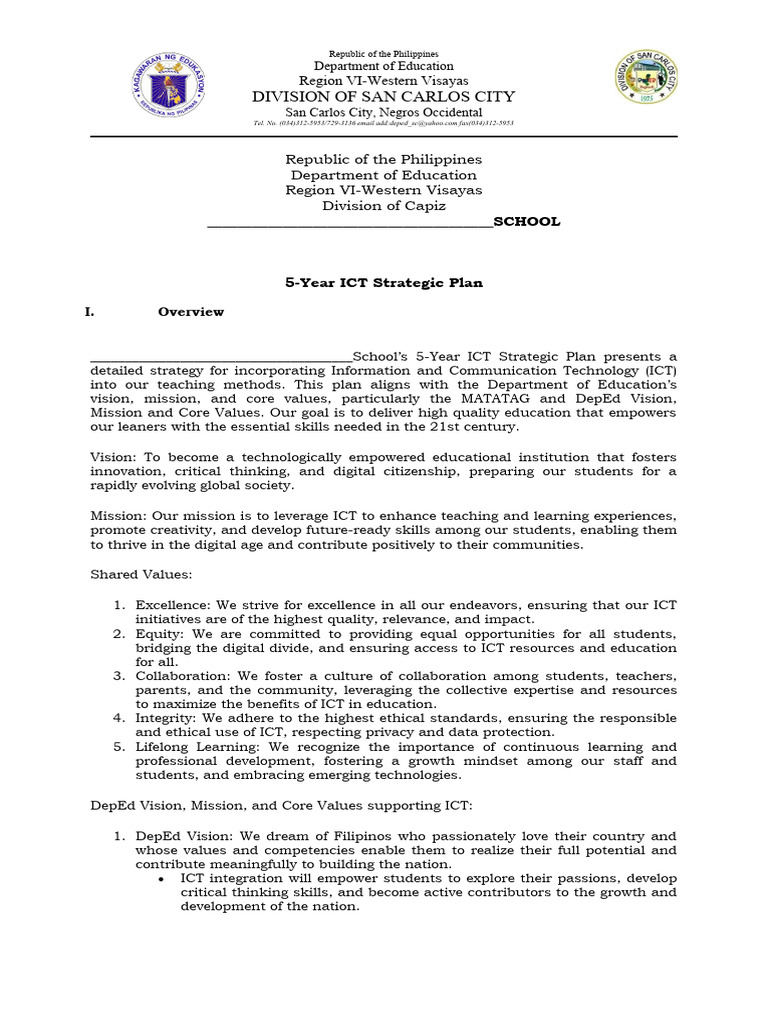 ICT Plan Template | Download Free PDF | Educational Technology ...