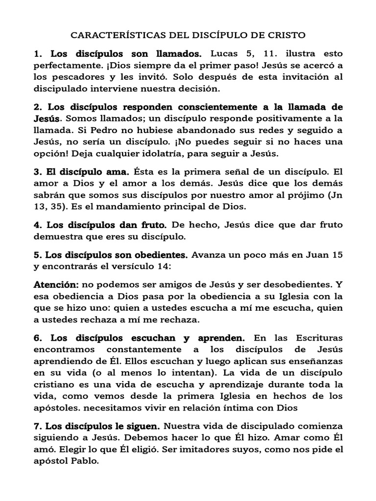 Características Del Discípulo de Cristo | PDF | Apóstol | Jesús