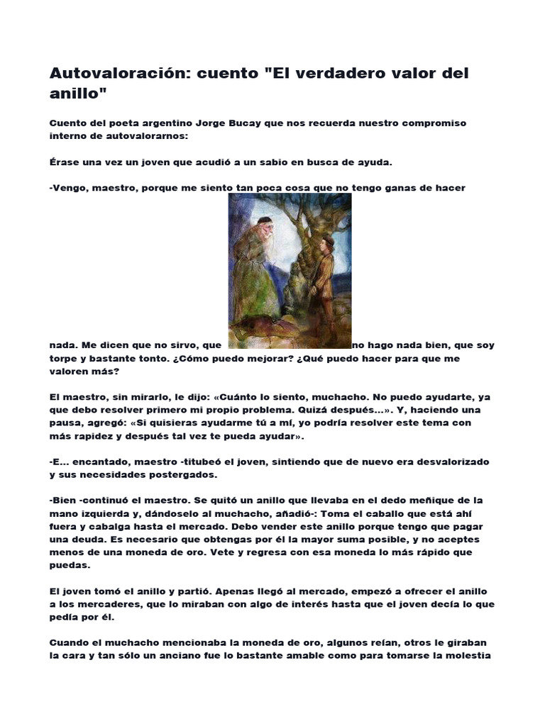 Cuento El Anillo - Autovaloración | PDF