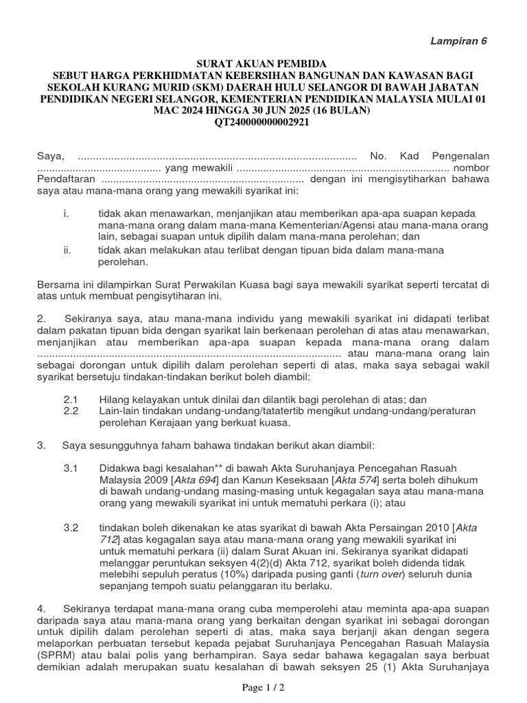 02_Sampel_Surat_Akuan_Pembida | PDF