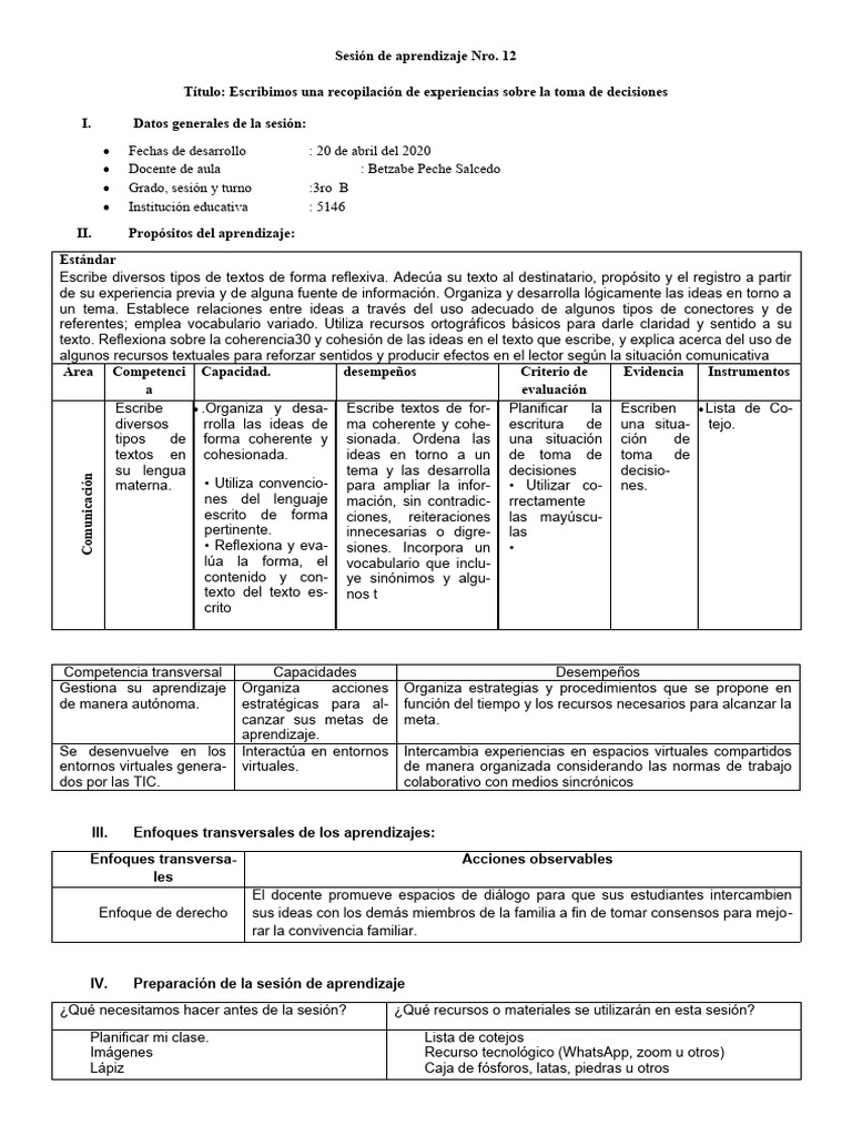 12-Sesión 3RO ABRIL 2021 | PDF | Aprendizaje | Cognición