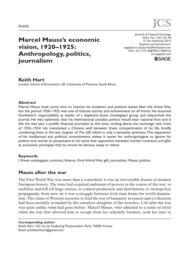 Mauss's Economic Vision (1920-1925) | PDF | Market (Economics) | Economies