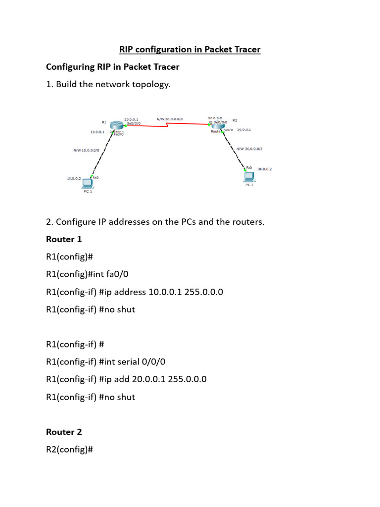RIP Configuration in Cisco Packet Tracer | PDF