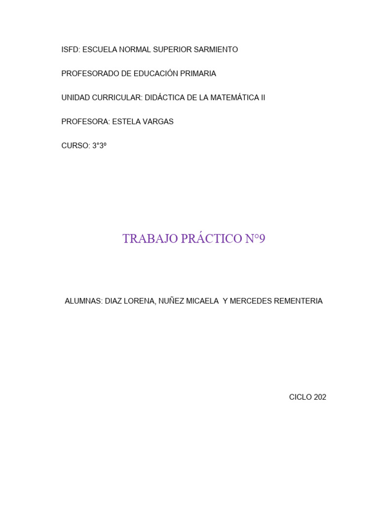 TP N 9 de Didactica de La Matematica II 33 1 | PDF | Geometría Elemental | Geometría euclidiana
