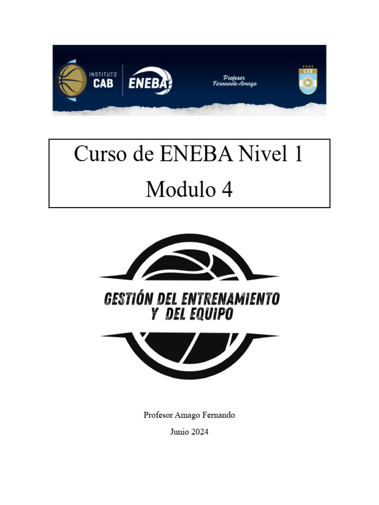 Nivel 1 Modulo 4 Gestión Del Entrenamiento | PDF | Planificación | Enseñando