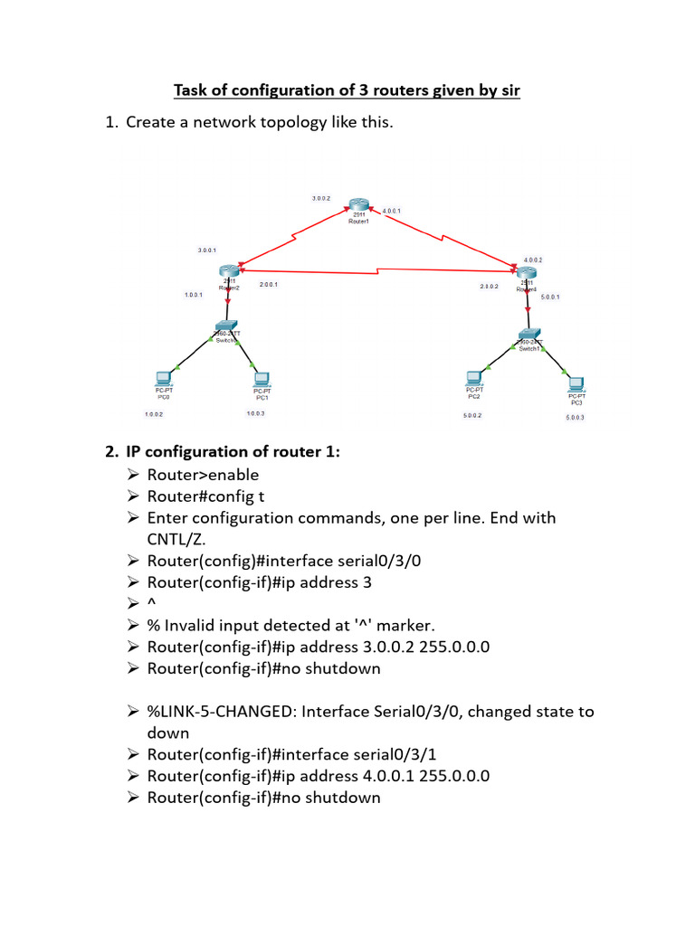Task of Configuration of 3 Routers Given by Sir | PDF | Router ...