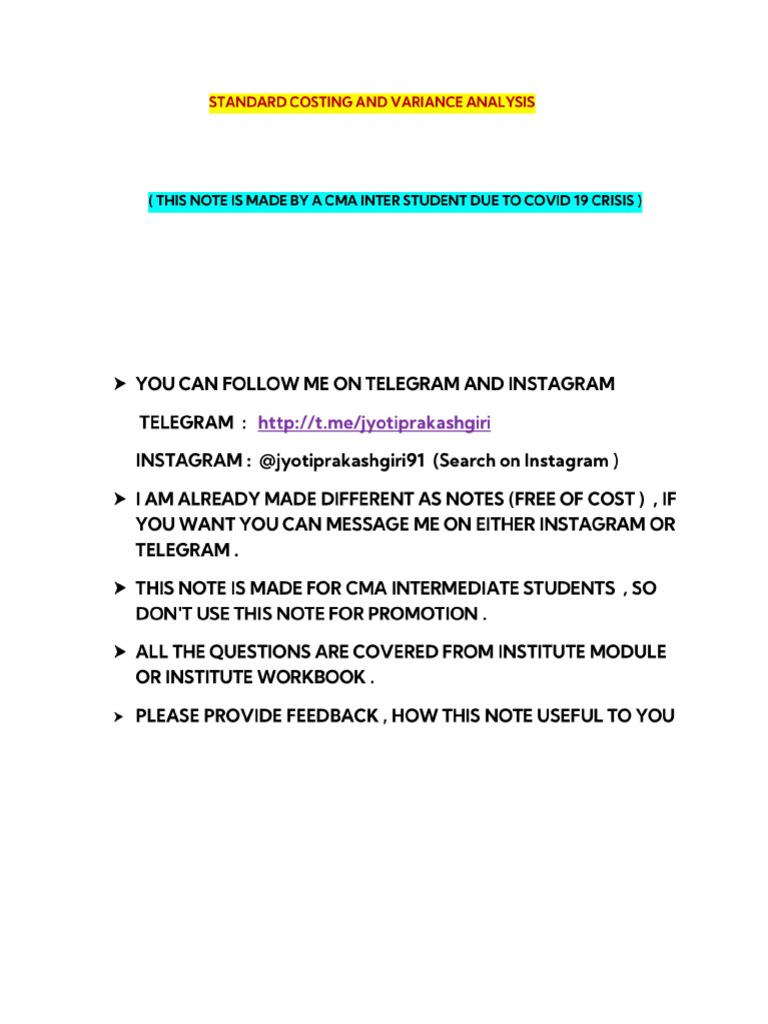 Handwritten Notes By Jyoti Prakash Giri For Variance Analysis Pdf 8595