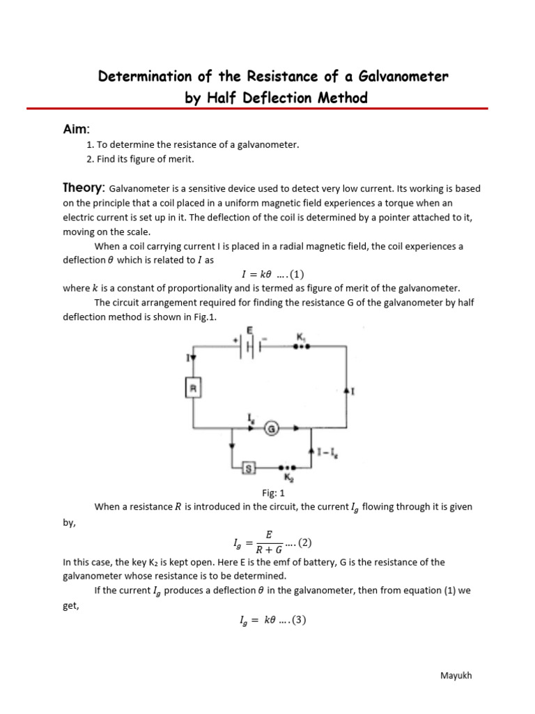 Galvanometer Half Deflection | PDF | Applied And Interdisciplinary ...