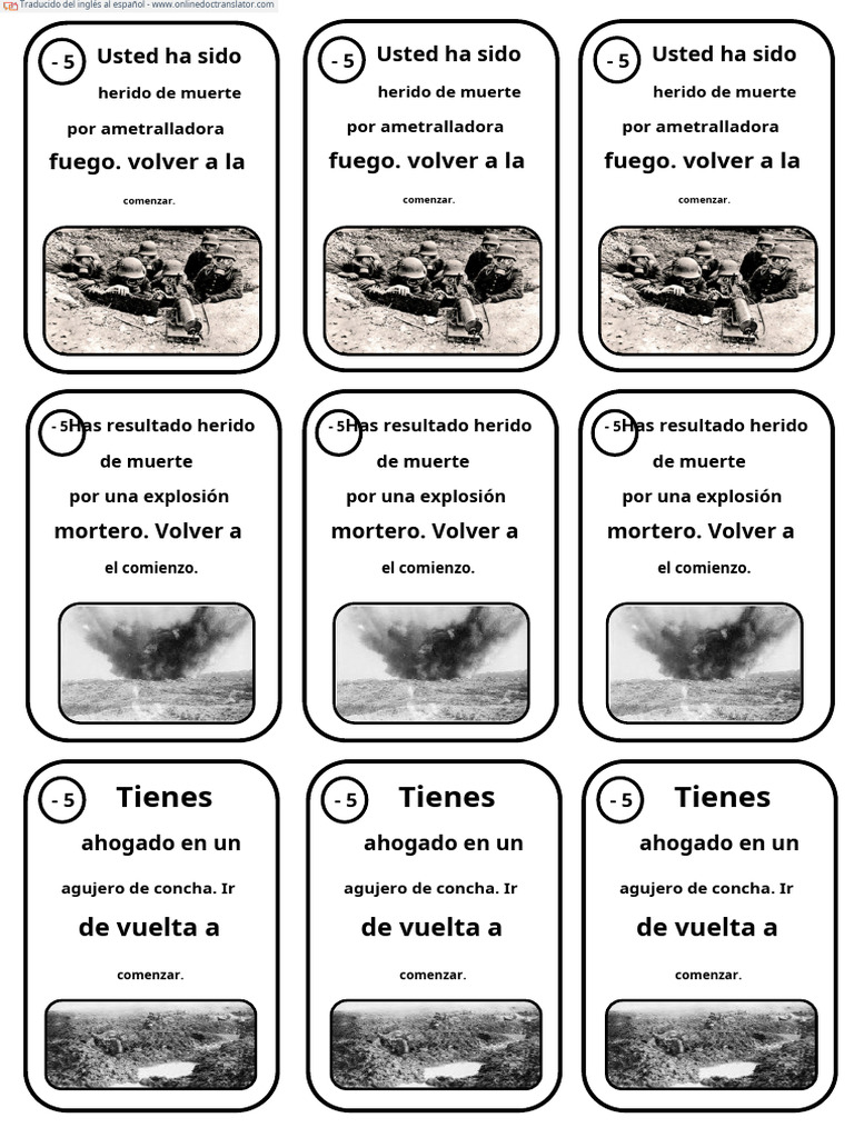 Trench Cards (1) .En - Es | Descargar gratis PDF | Guerra de trincheras ...