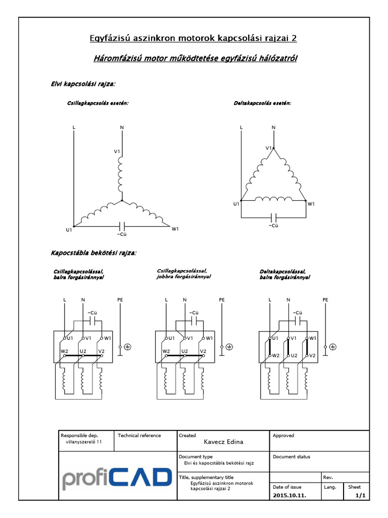Egyfázisú Aszinkron Motorok Rajzai 2 | PDF