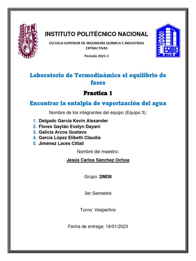 Practica 1 Tef | PDF | Fase (materia) | Entalpía