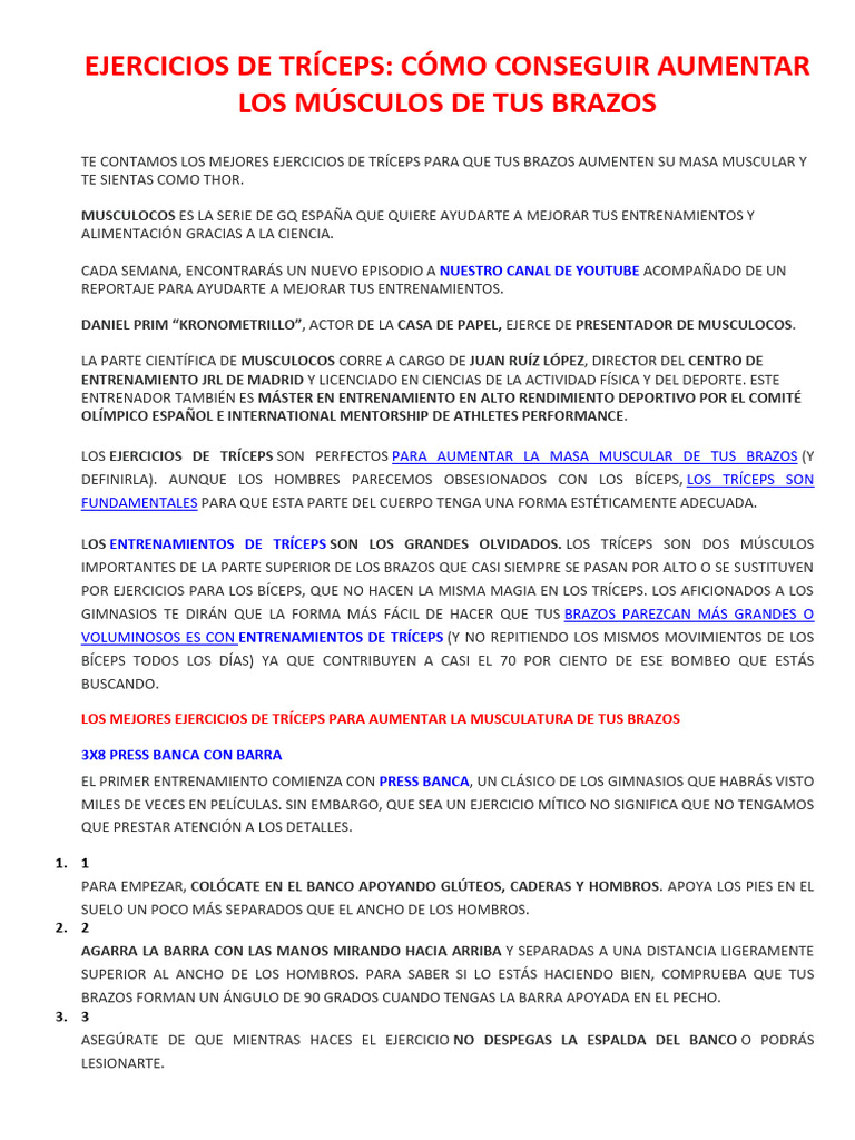 Ejercicios de Tríceps | PDF