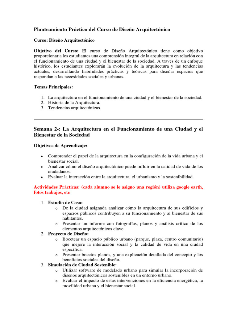 Planteamiento Pr-Ctico Del Curso de Dise-O Arquitect-Nico | PDF | Diseño | Sociedad