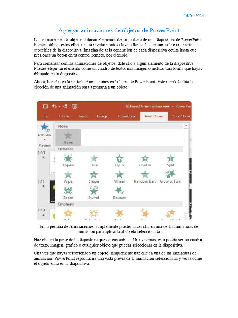 Agregar Animaciones de Objetos de PowerPoint | PDF | Microsoft ...