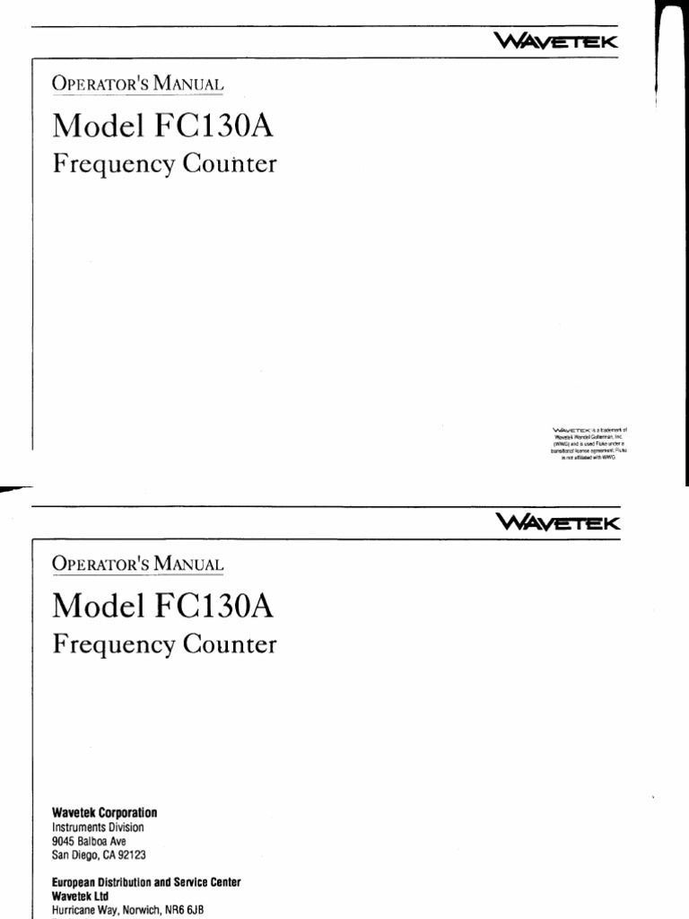 Wavetek FC130A Frequency Counter | PDF | Amplitude | Electronics