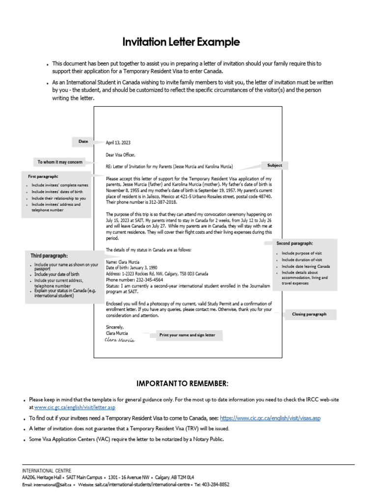Invitation Letter Template - Winter 2024 | PDF | Travel Visa ...