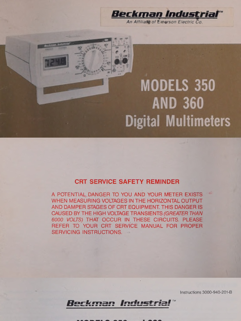 Beckman - Industrial - Circuitmate - 350 360 - SM | PDF | Resistor ...