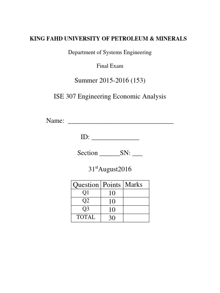 ISE307 153 Final Solved | PDF | Depreciation | Taxes ISE307 153 Final Solved | PDF | Depreciation | Taxes