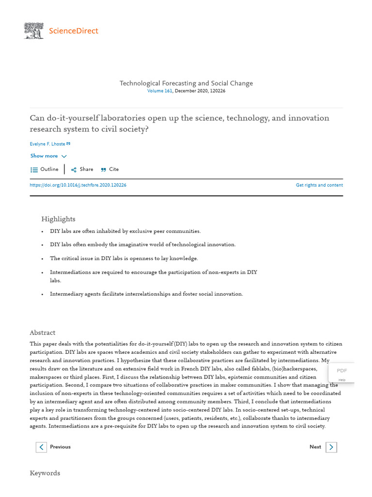 Can Do-It-Yourself Laboratories Open Up The Science, Technology, and ...