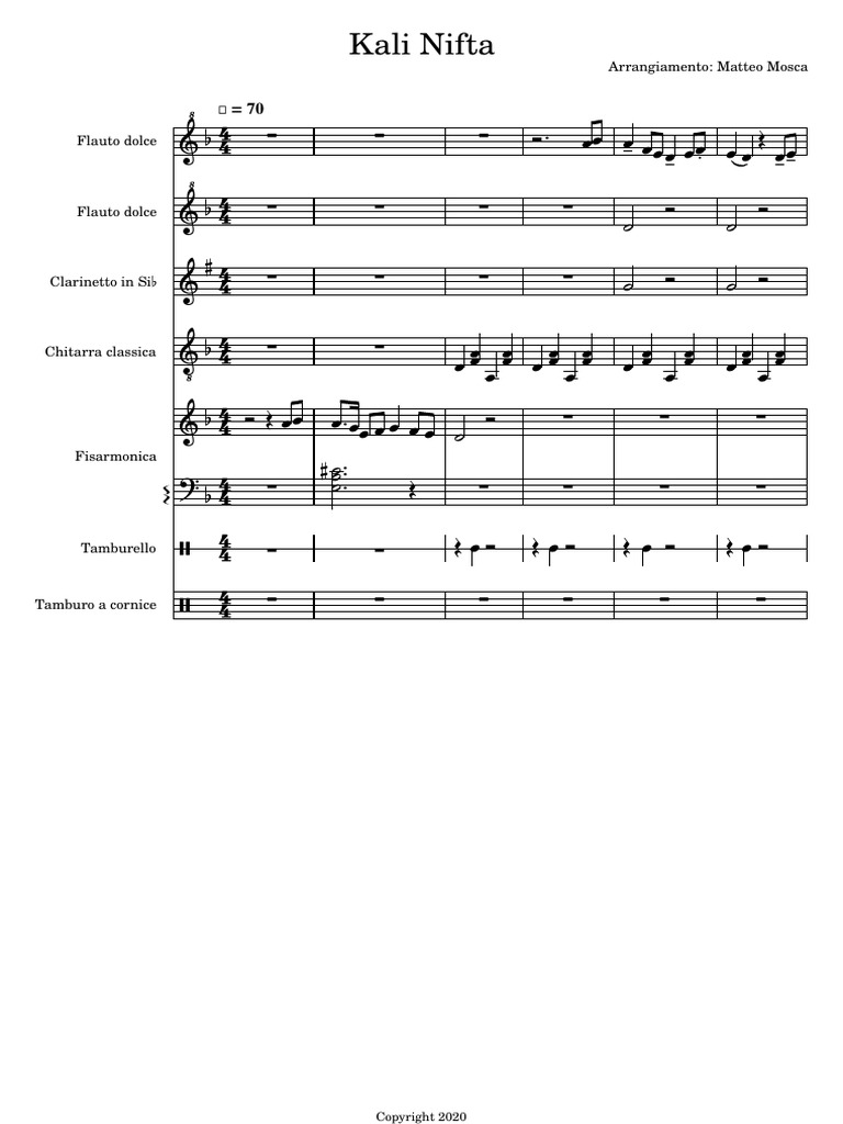 Kali Nifta Arrangement by Matteo Mosca | PDF