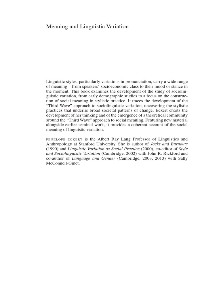 Meaning and Linguistic Variation | PDF | French Language | Human ...