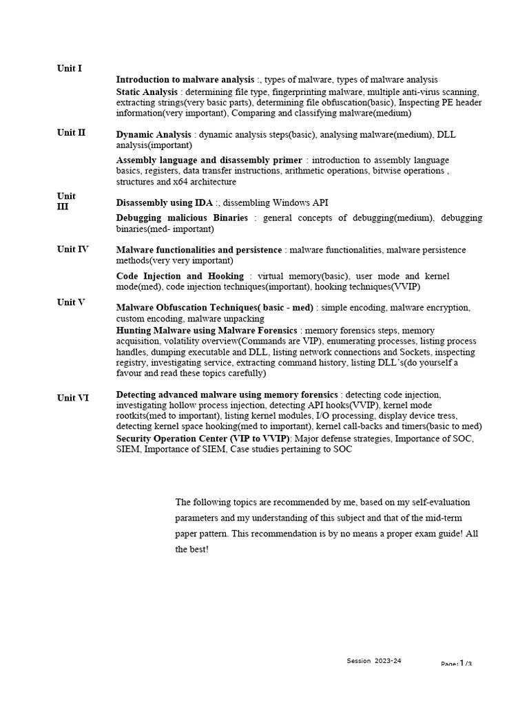 Important Topics INT 251 | PDF | Malware | Kernel (Operating System)