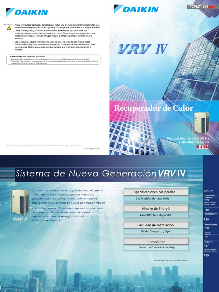 Docs - Catalogo Comercial VRV IV Heat Recovery | PDF | Calor | Tubería (transporte de fluidos)