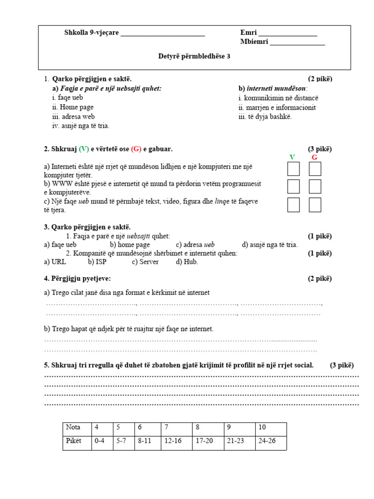 Tik 5 - Detyre Permbledhese 3 2023-2024 | PDF