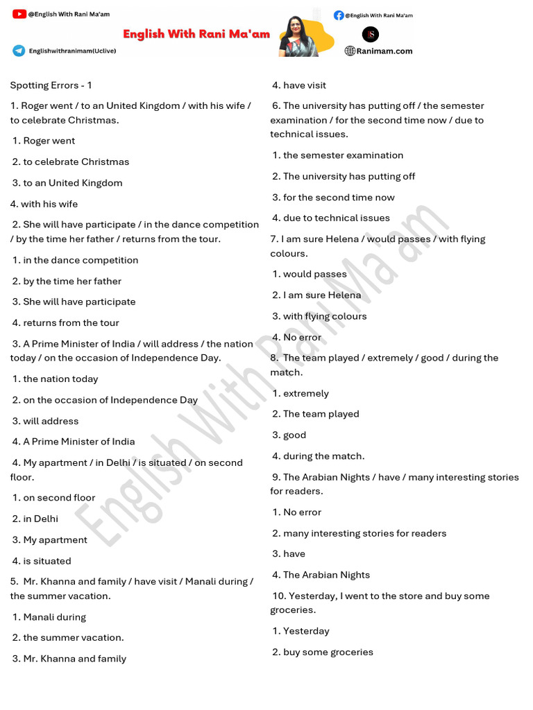 Spotting Errors - 1 | PDF