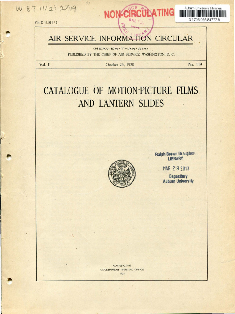 Catalogue of Motion-Picture Films and Lantern Slides (25 October 1920 ...