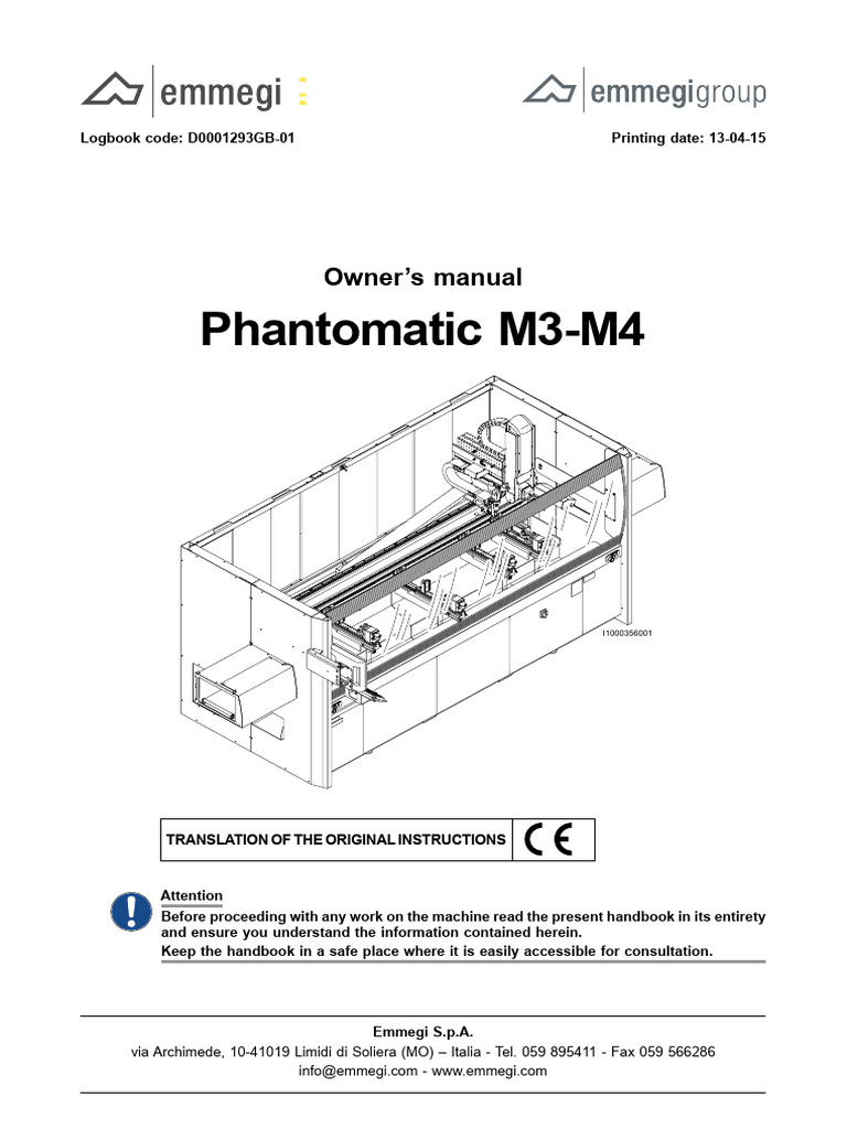 Emmegi Phantomatic M3-M4 Owner's Manual | PDF | Machining | Machines