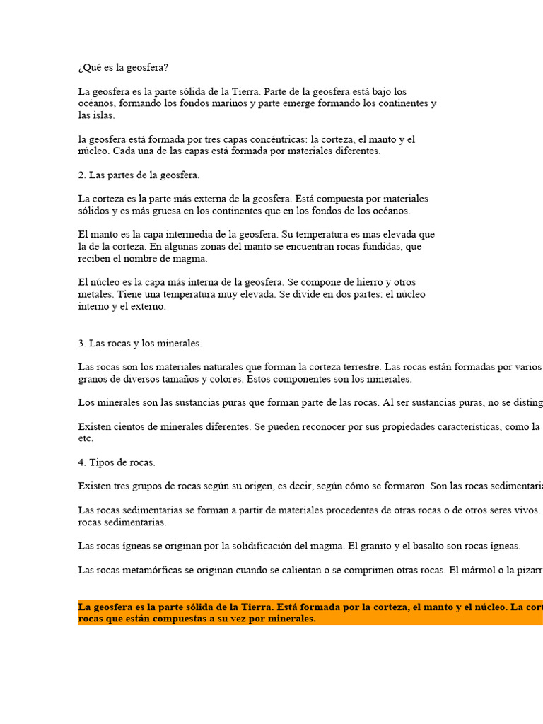 Estructura y tipos de la geosfera terrestre | PDF
