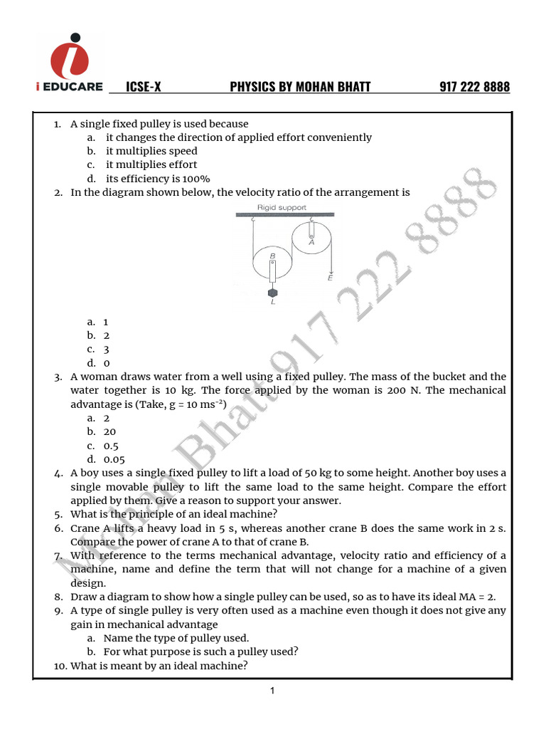 Machines Must Know Questions | PDF | Machines | Manufactured Goods
