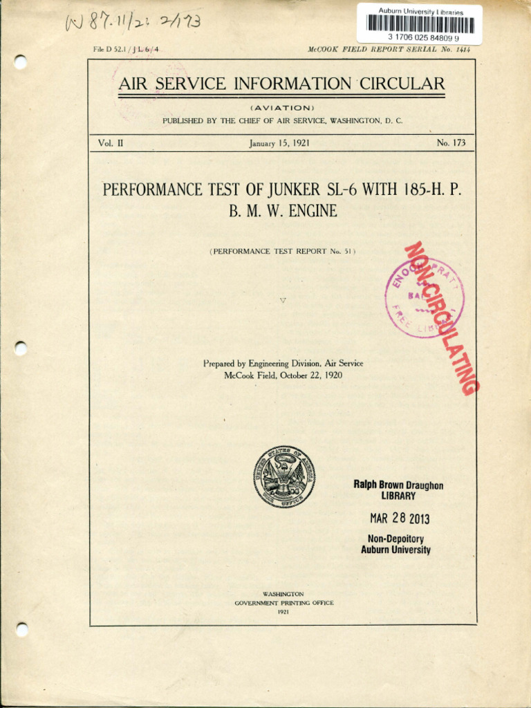 Junker SL-6 Performance Test Report | PDF | Airplane | Gasoline