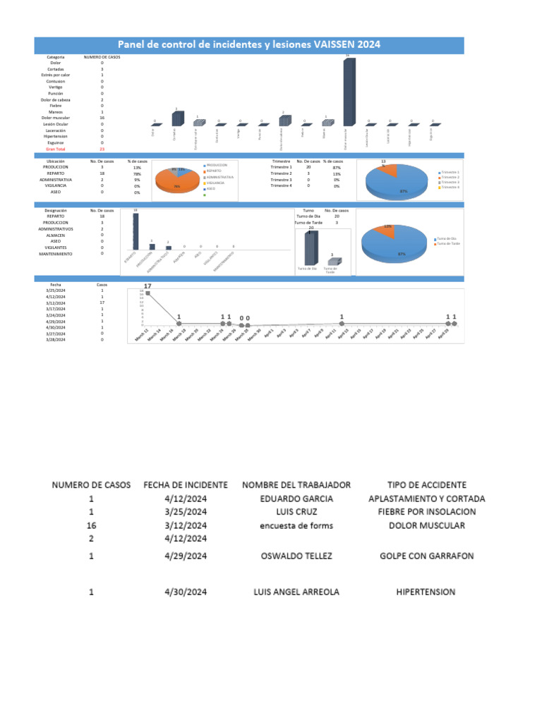 Incident and Injuries Dashboard | PDF | Dolor | Sistema nervioso
