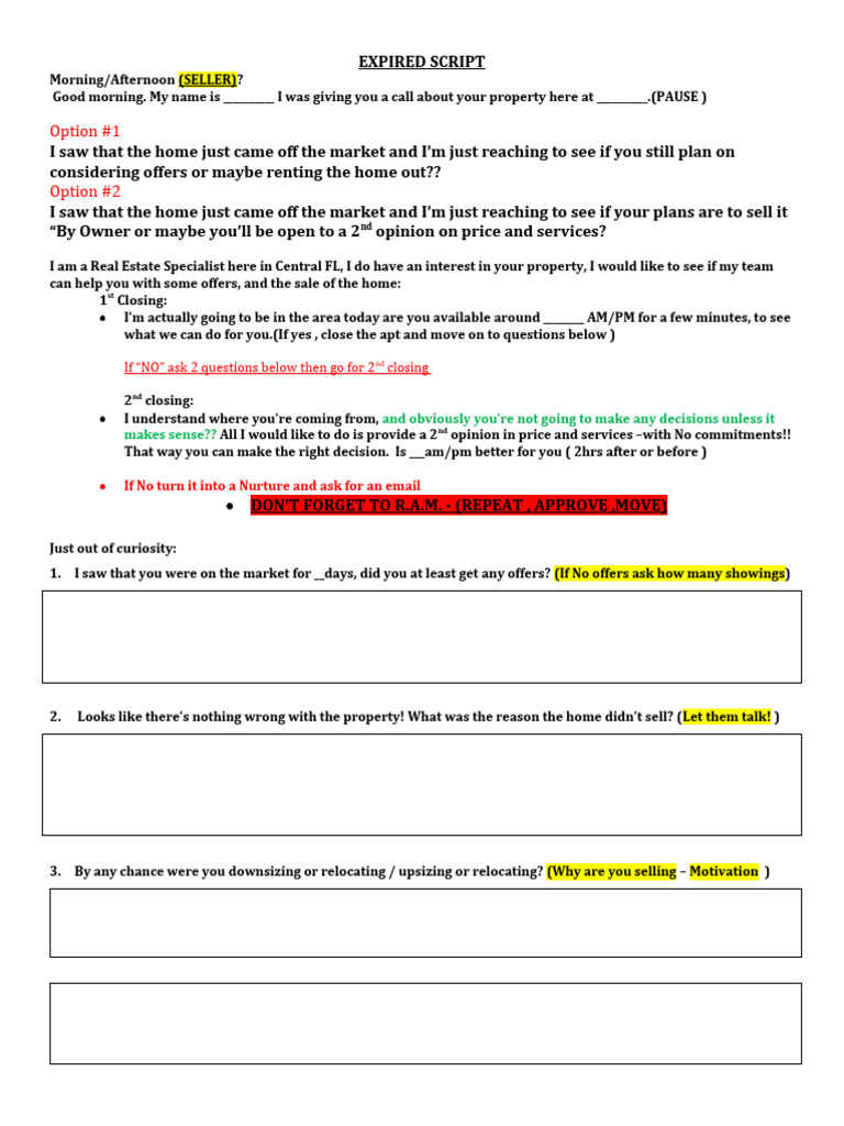 Expired Listing Follow-Up Script | PDF