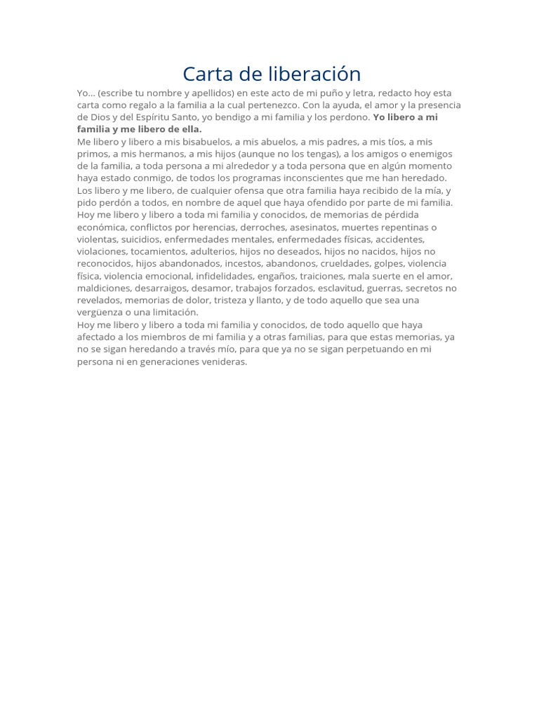 Carta de Liberación | PDF