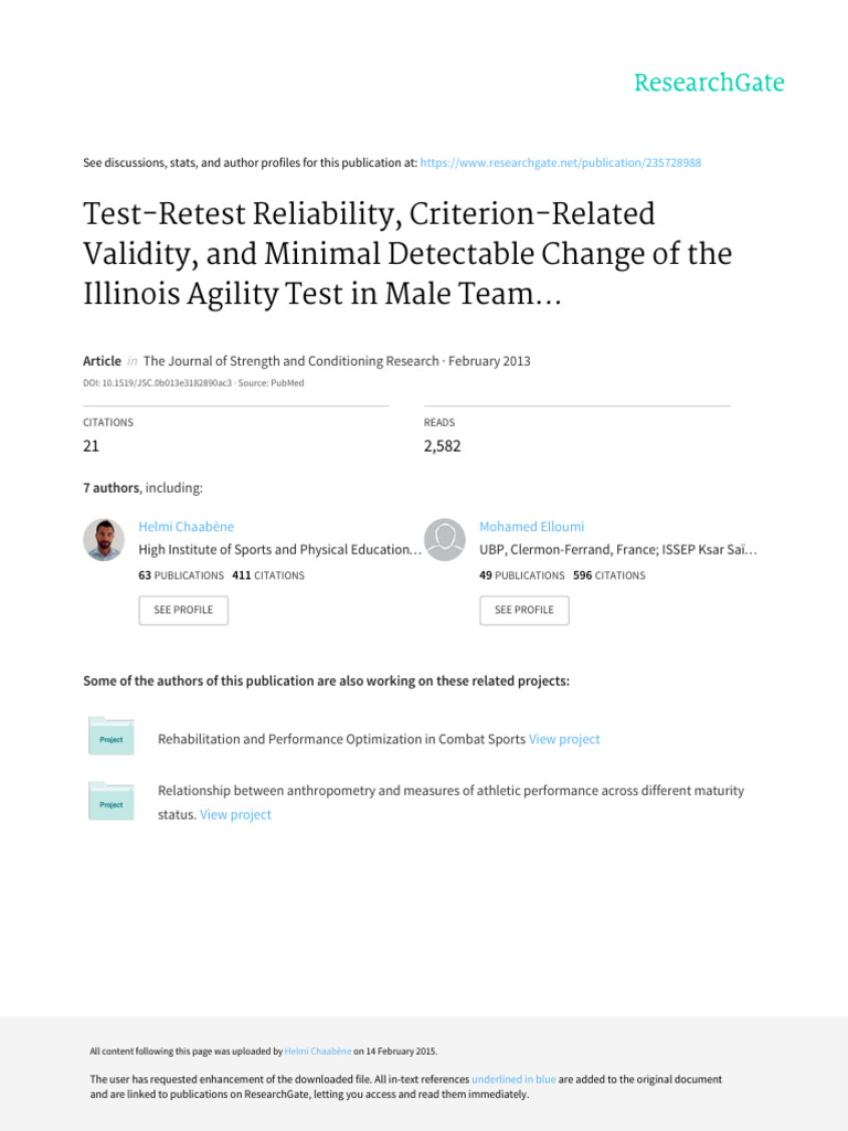 Test-Retest Reliability Criterion-Related Validity and Minimal ...