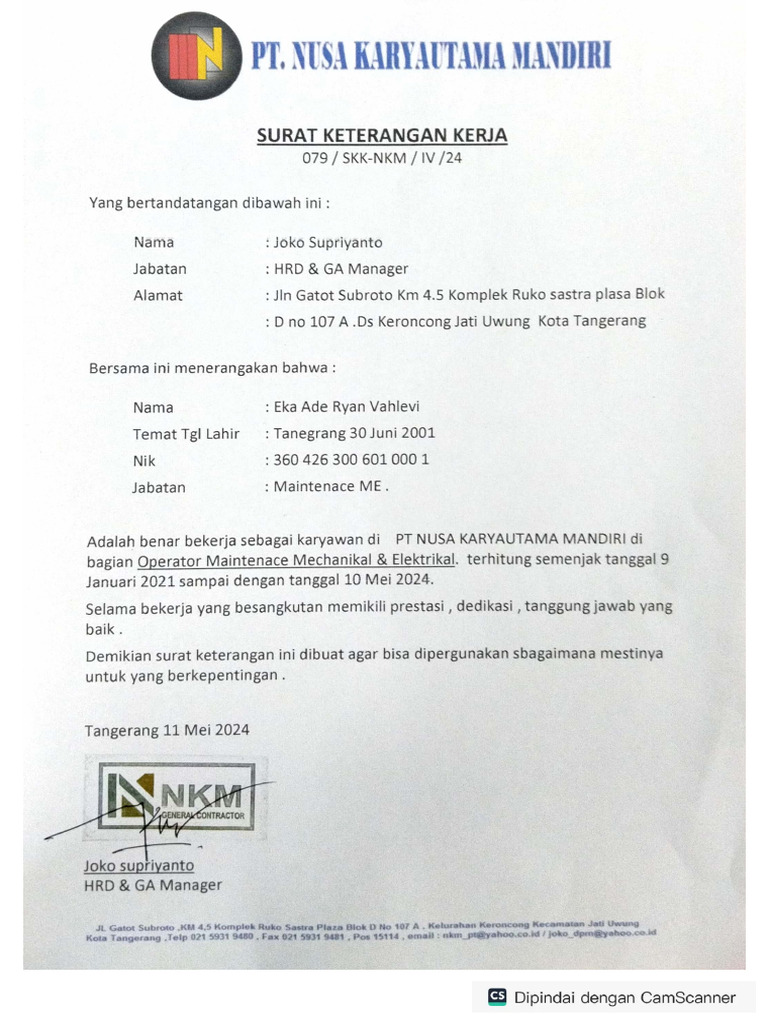 Surat Pengalaman Ryan | PDF