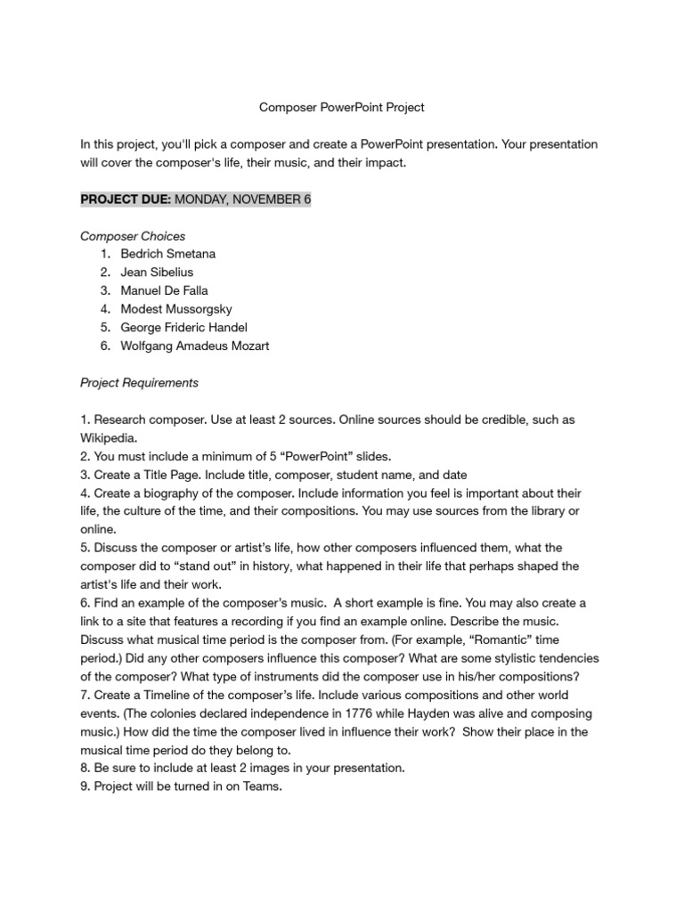 Composer PowerPoint Directions | PDF