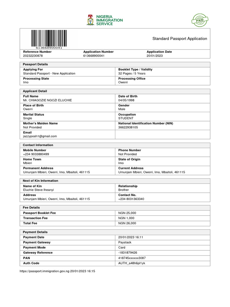 Standard Passport Application | PDF | Government And Personhood