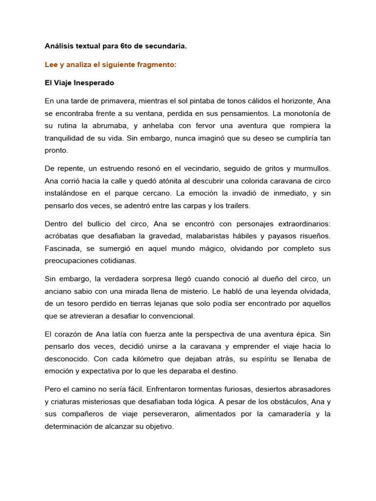 Análisis Textual para 6to de Secundaria | PDF