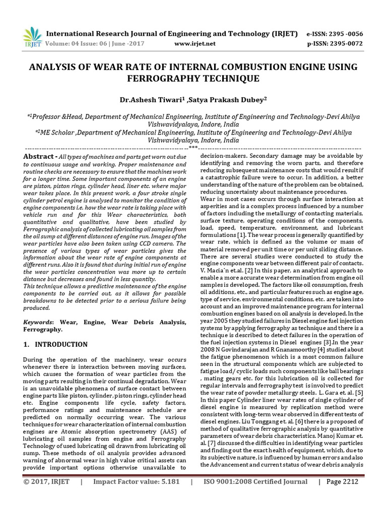 Analysis_of_Wear_Rate_of_Internal_Combus | PDF | Wear | Materials Science