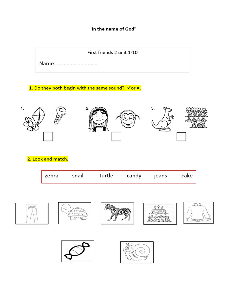 First Friends 2 Unit 1-10 Activities | PDF