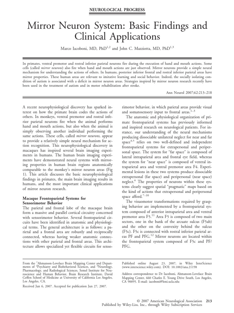 Mirror Neurons: Insights and Applications | PDF | Empathy | Imitation
