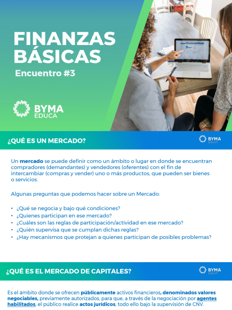Finanzas Basicas Encuentro 3 | PDF | Mercado (economía) | Inversiones
