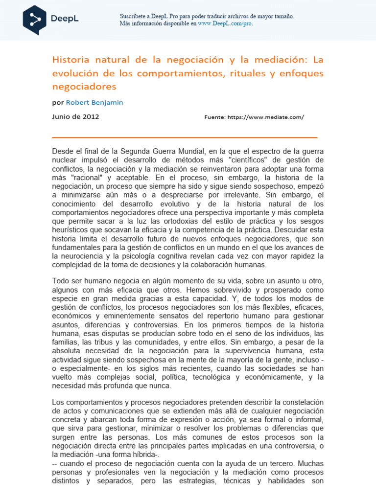 Evolución de la Negociación y Mediación | PDF | Mediación | Negociación