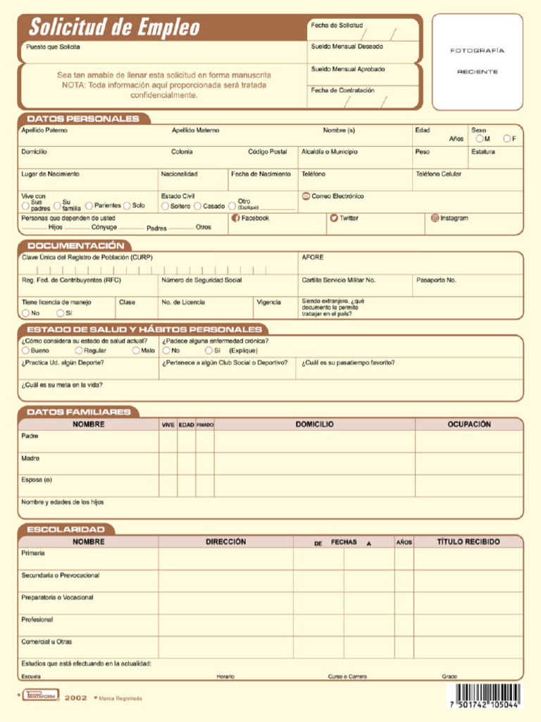 Solicitud de Empleo | PDF