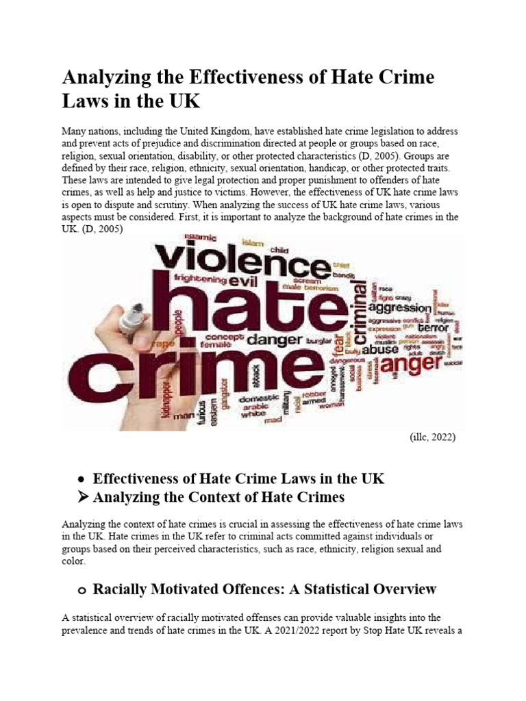 Analyzing The Effectiveness of Hate Crime Laws in The UK | PDF | Hate Crimes | Crimes