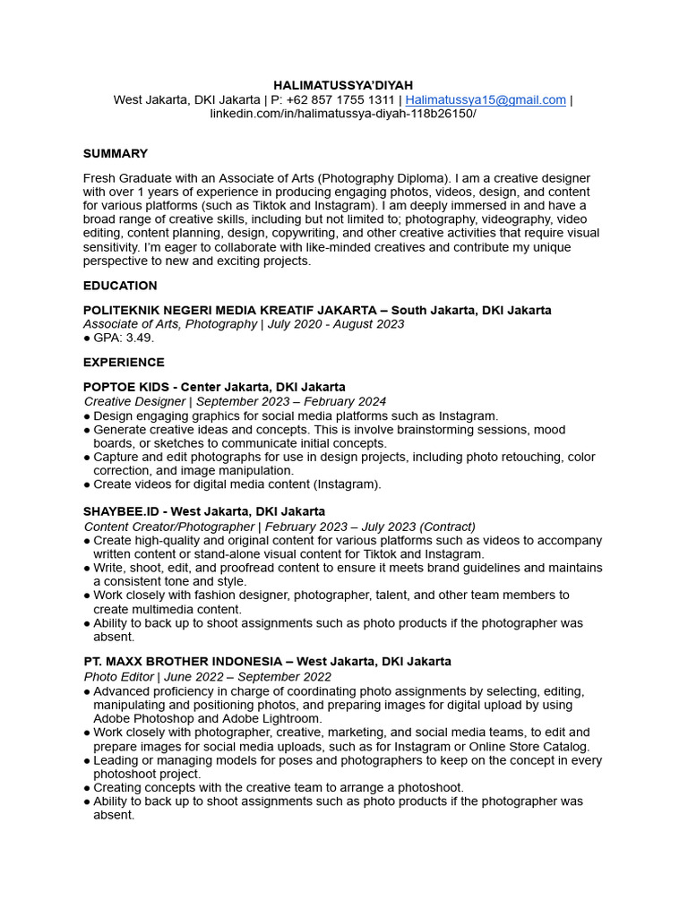 Contoh CV Kekinian | PDF | Editing